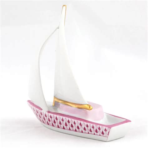 herend sailboat at sea raspberry 1 5 in l x 4 in w x 4 25 in h