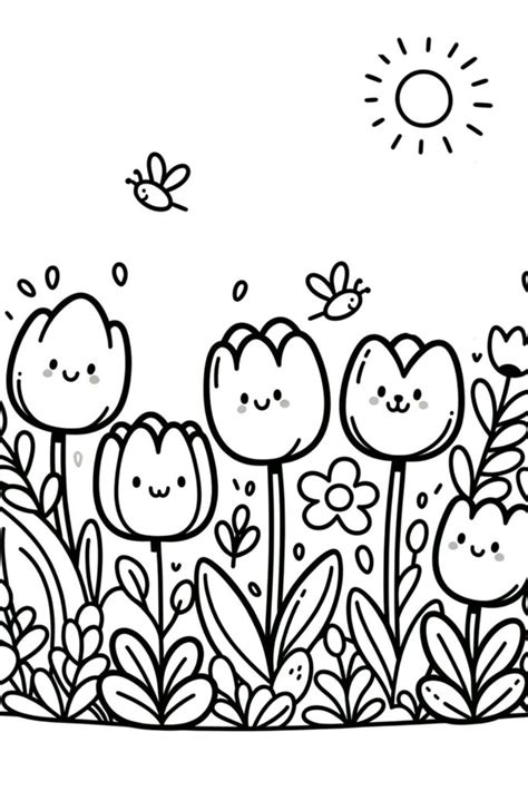 かわいいチューリップの塗り絵 一覧【子供の塗り絵 図柄の無料ダウンロード】 印刷・商用利用可 無料プリントのスタプリ