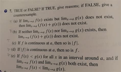solved 7 true or false if true give reasons if false