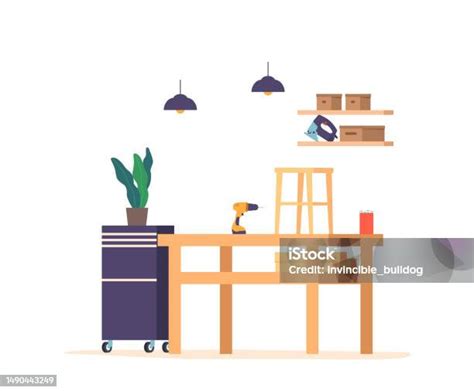 Table En Bois Avec Outils Dassemblage De Meubles Dans Latelier De