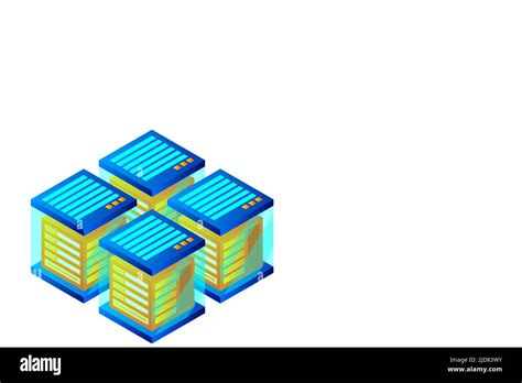 Concept Of Big Data Processing Energy Station Of Future Server Room Rack Data Center Isometric
