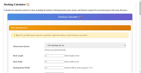 Decking Calculator Estimate Deck Materials With Visual Diagram