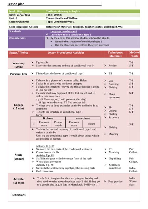 Lesson Plan Grammar Conditional 1