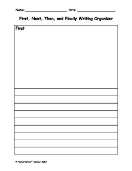 First Then Next And Finally Writing Organizer Tpt