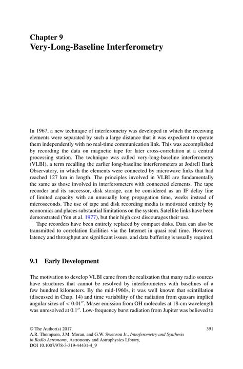 Pdf Very Long Baseline Interferometry