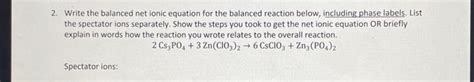 Solved Write The Balanced Net Ionic Equation For The Chegg