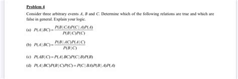 solved problem 4 consider three arbitrary events a b and c