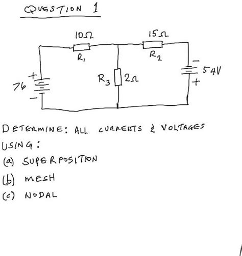 determine all currents and voltages using the superposition theorem