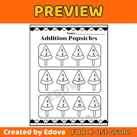 Addition Popsicles Practice Worksheets Counting On Number For