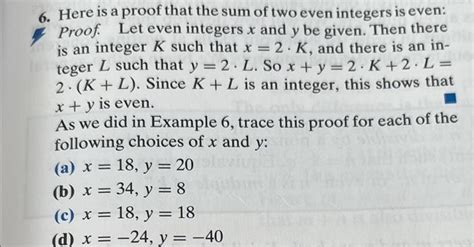 solved 6 here is a proof that the sum of two even integers
