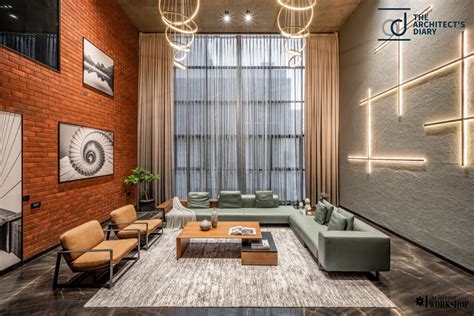 exposed brick and rcc creating compositional structure of the residence
