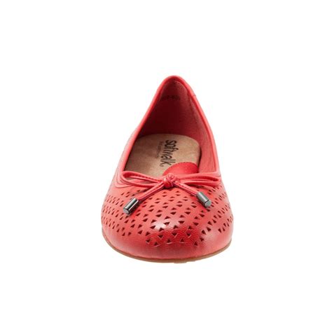 Softwalk Napa Laser S1806 600 Womens Red Wide Leather Ballet Flats Sho