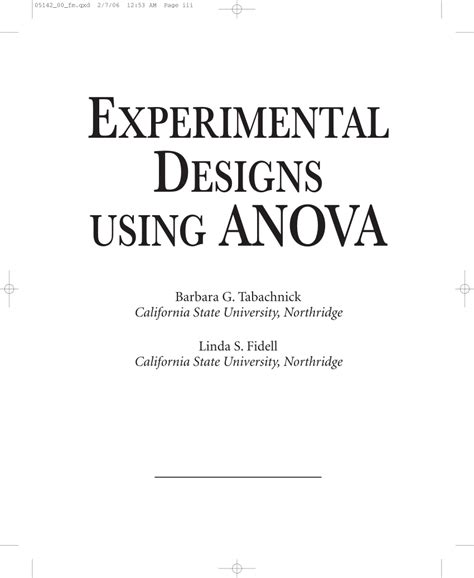 Pdf Experimental Designs Using Anova