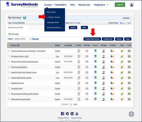 Create A New Survey Surveymethods Knowledge Base