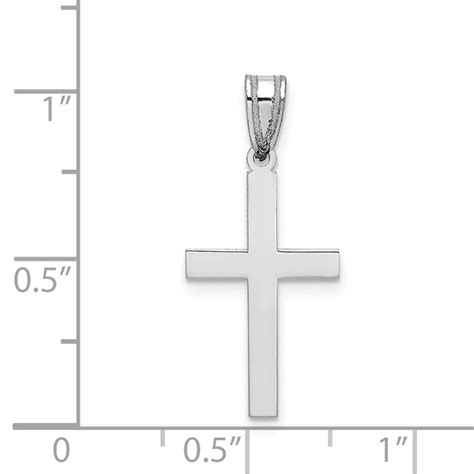 14k White Gold Plain Polished Cross Pendant For Women