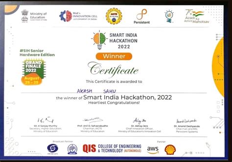 akash sahu on linkedin winner of smart india hackathon 2022