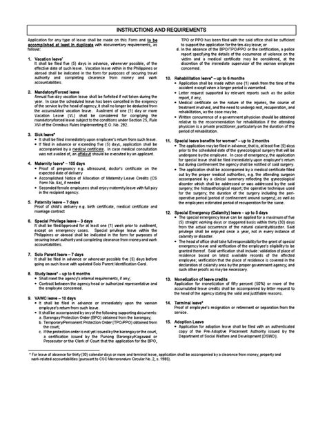 Cs Form No 6 Revised 2020 Application For Leave Edit Pdf Sick Leave Surgery