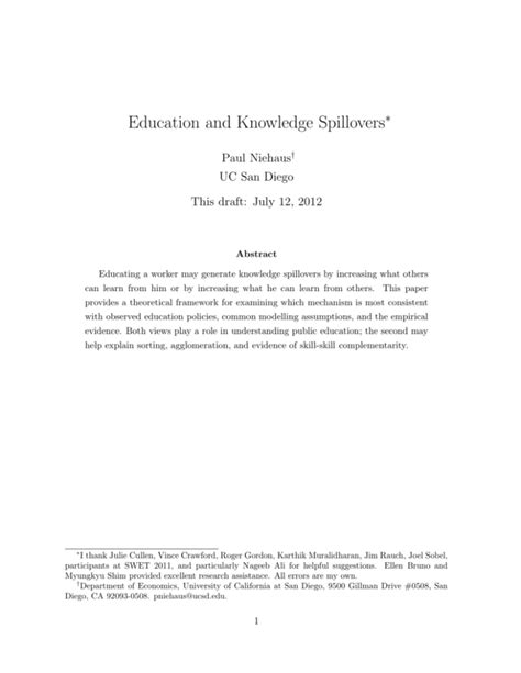 Education And Knowledge Spillovers