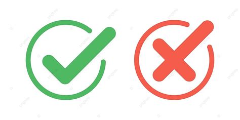 Flatstyle Cross And Checkmark Icon On Isolated Background Vector Close Result Agreement PNG