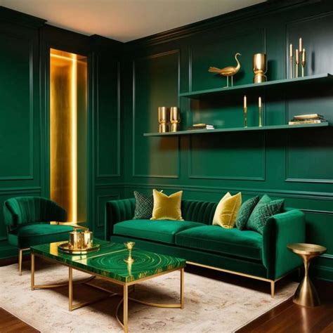 Green And Gold Living Room
