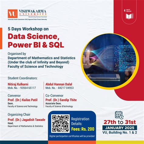 Workshopalert Datascience Powerbi Sql Techskills Dataanalysis Vishwakarma University Vu