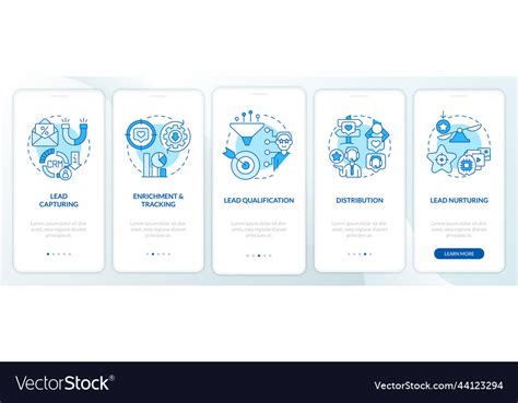 Lead Management Process Blue Onboarding Mobile Vector Image