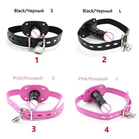 PU Leather Open Mouth Dildo Oral Fixation Gag Bite Penis Plug Lockable Head Harness Straps BDSM