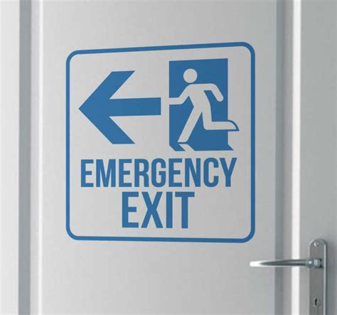 Emergency Exit Monochrome Sign Sticker TenStickers