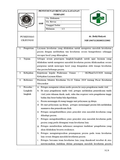 7411 7431 7611 Sop Penyusunan Rencana Layanan Terpadu Pdf