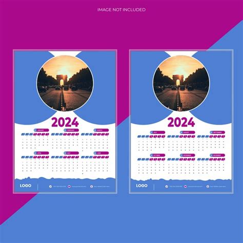 Premium Vector Vector White And Blue 2024 English Calendar Layout