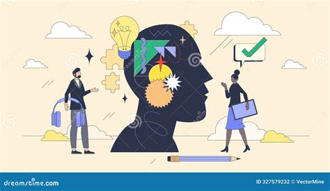 Neurodiversity As Brain Thinking Differences Tiny Person Neubrutalism Concept Vector