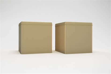 색 배경 에 고립 된 두 개의 금색 사각형 상자 무료 사진