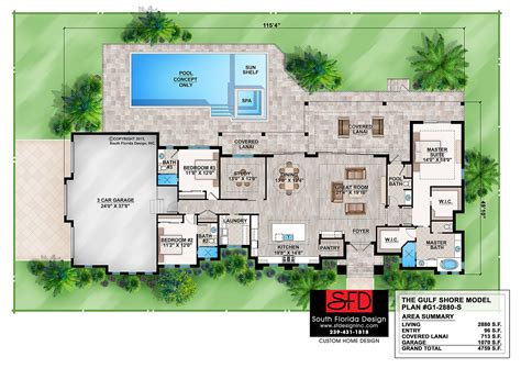 South Florida Design Coastal Contemporary One Floor House Plan