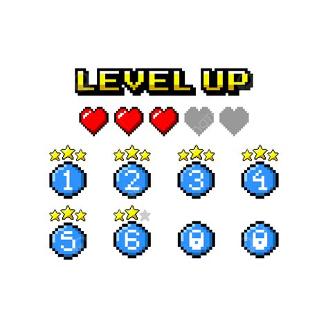 Level Up Clipart Transparent Background Level Up Game Select Ui Interface Screen Pixelate