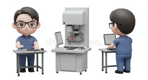 Chibi Korean Cnc Operator 3d Render Cute Cartoon Character In Blue