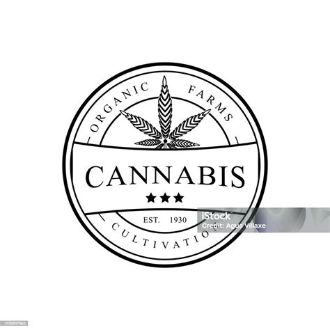 현대 빈티지 힙스터 대마초 마리화나 식물 나무 농장과 정원 야드 로고 배지 아이콘 엠블럼 디자인 일러스트 레이 션 서클 벡터 농장에 대한 스톡 벡터 아트 및 기타 이미지
