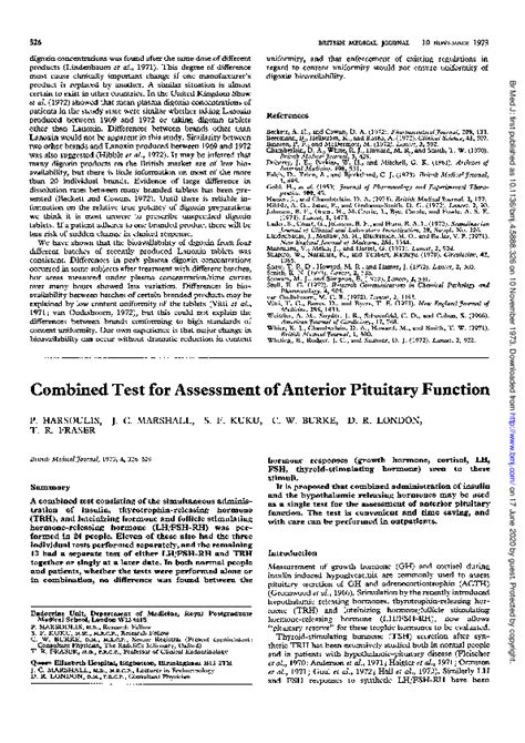 Pdf Combined Test For Assessment Of Anterior Pituitary Function