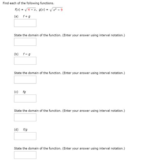 solved find each of the following functions f x 4 x