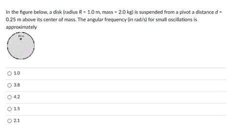 in the figure below a disk radius r 1 0 m mass 2 0 kg is