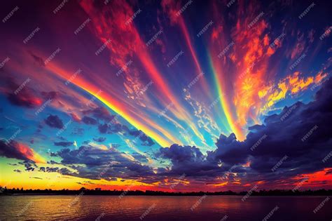 Premium Photo Spectacular Sunset Sky With Multicolored Beautiful Sky