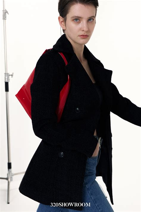 320쇼룸 다이닝 더블 트위드 자켓 원피스 블랙