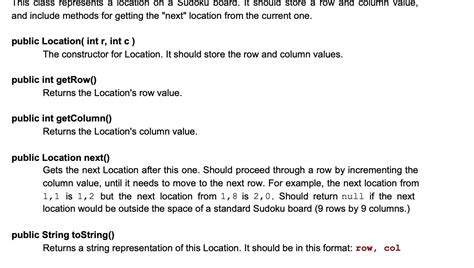Solved Locationjava This Class Represents A Location On A Sudoku