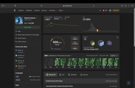 Leetcode Coding Consistency Growth Dailystreak Vishal Chaure