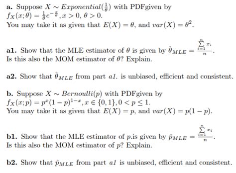 Problem 3 Maximum Likelihood Estimator Mle And