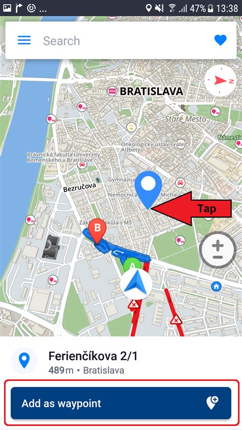 Adding A Waypoint While Navigating Sygic Gps Navigation For Android 187