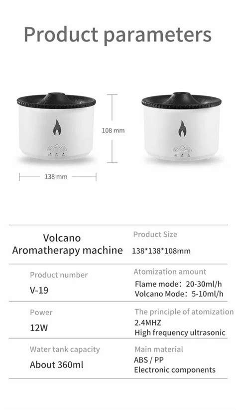 Volcano Aroma Flame Humidifier Aroma Diffuser Ml At Piece Aroma Humidifier In