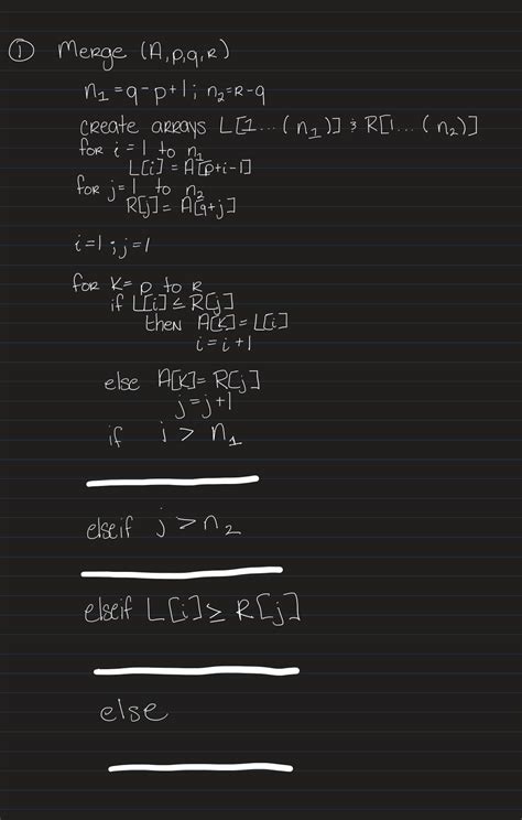 solved for the merge function the sizes of the l and r