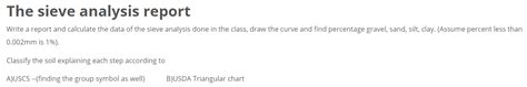 Solved The Sieve Analysis Report Write A Report And Chegg