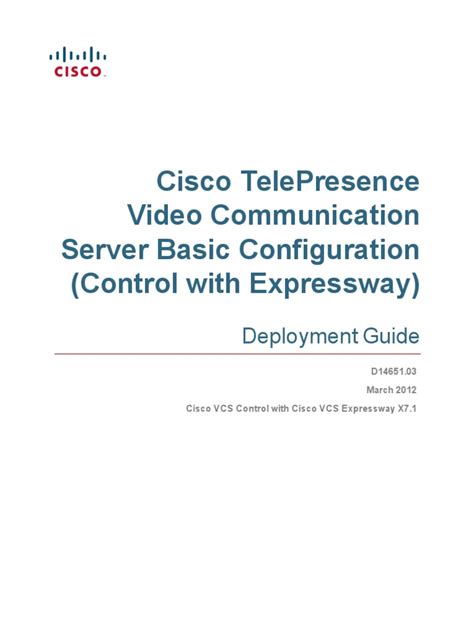 Pdf Cisco Vcs Basic Configuration Cisco Vcs Control With Cisco Vcs