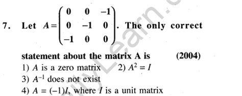 JEE Main Mathematics Matrices Determinants And Solutions Of Linear Equations